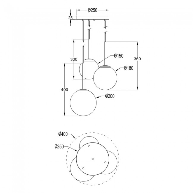 Lámpara colgante Basic Form Oro (3 luces) - Lamparas.es