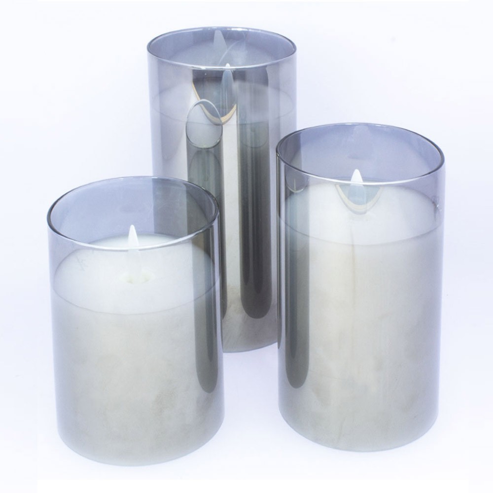 Pack 3 Velas con luz Decorativas (Plateadas) - Lamparas.es